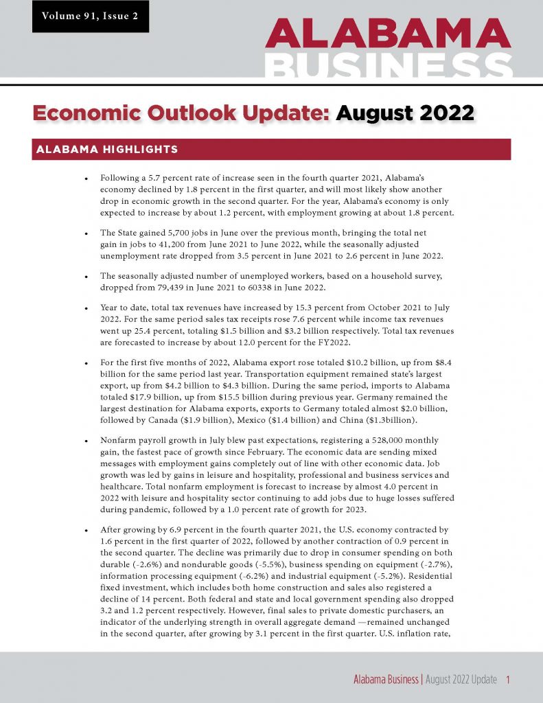 Alabama Business - Center for Business And Economic Research