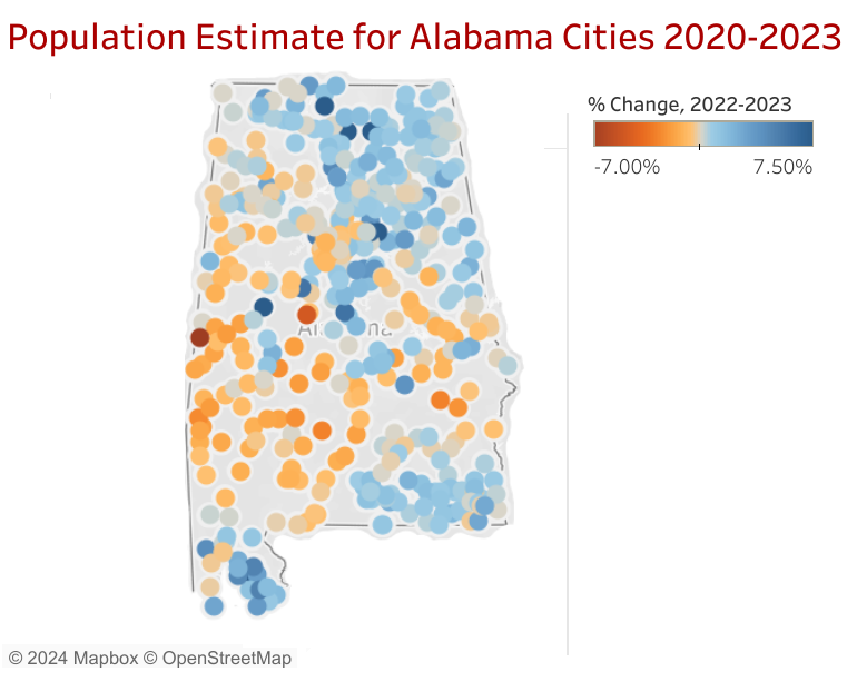 2023 Population Estimates for Alabama Cities and Towns – Center for ...